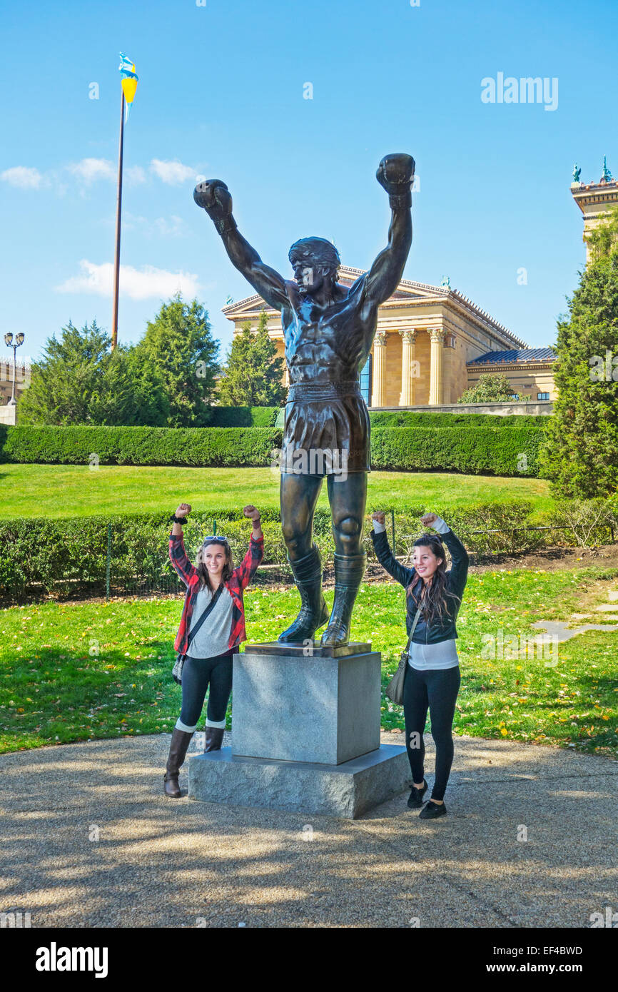 Rocky statue in front of the Philadelphia museum of art Stock Photo - Alamy
