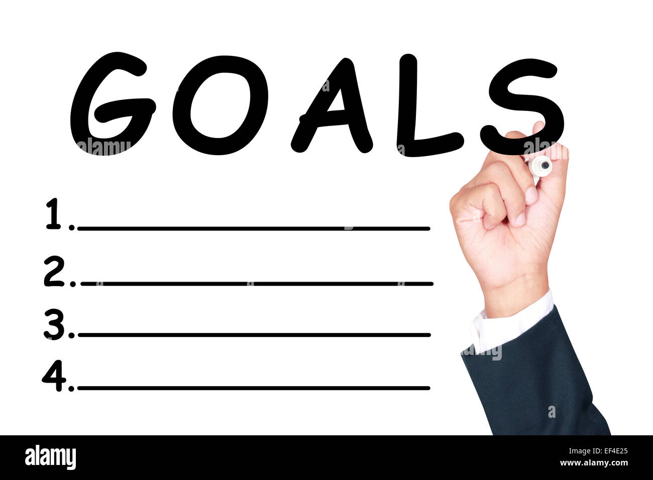 Write goals list for planning on whiteboard Stock Photo - Alamy