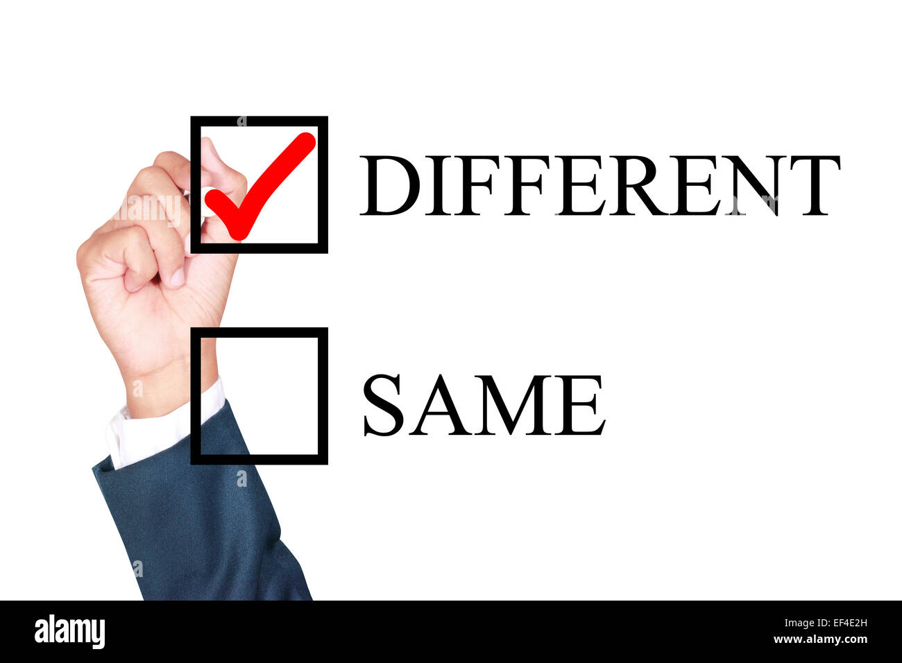 make it different by tick box by businessman draw on whiteboard white ...