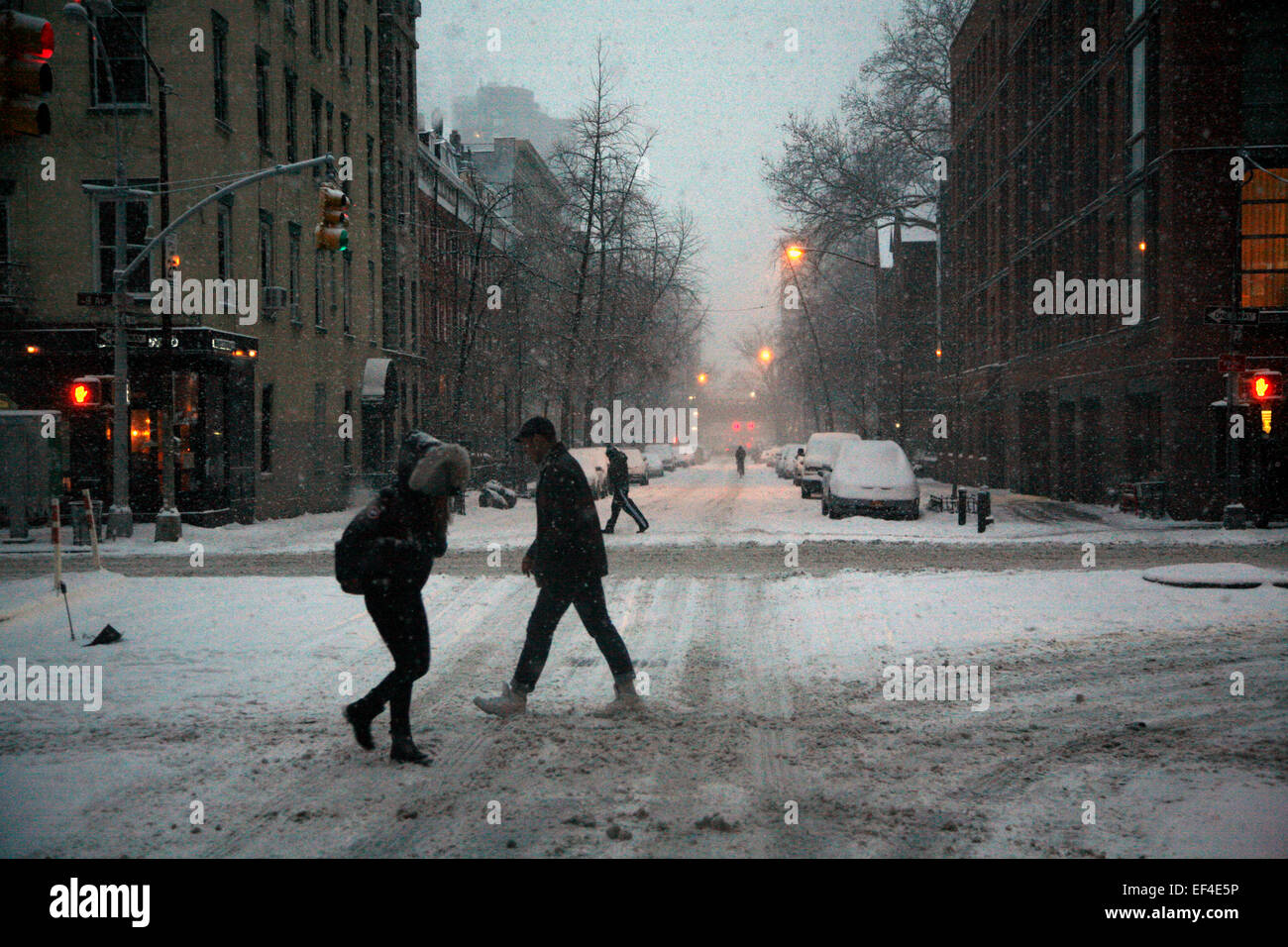 New York, USA. 26th January, 2015. Pedestrians crossing the corner of ...