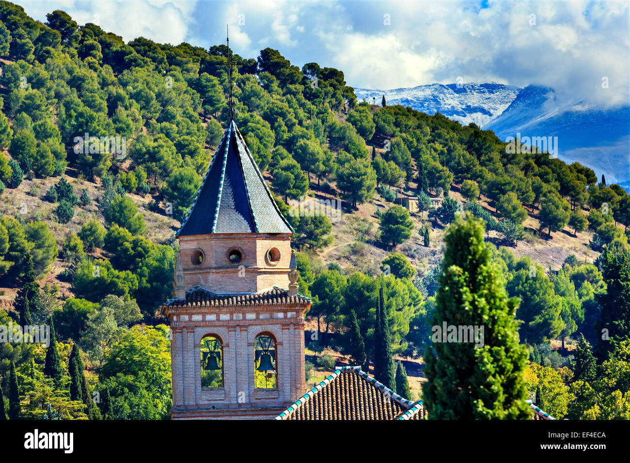 Alhambra Church Castle Towers Farm Mountains Granada Andalusia Spain ...