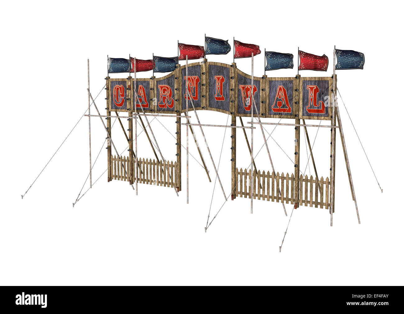3D digital render of a vintage carnival entrance sign isolated on white ...
