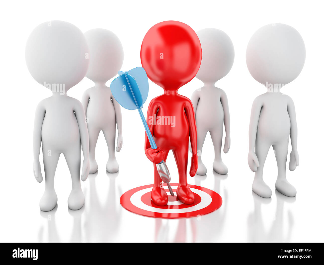 3d renderer image. Red man on target. Business leadership success ...
