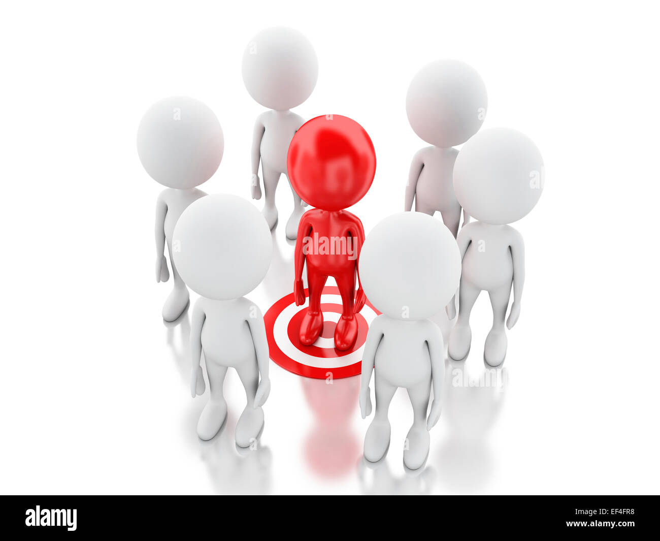 3d renderer image. Red man on target. Business leadership success ...