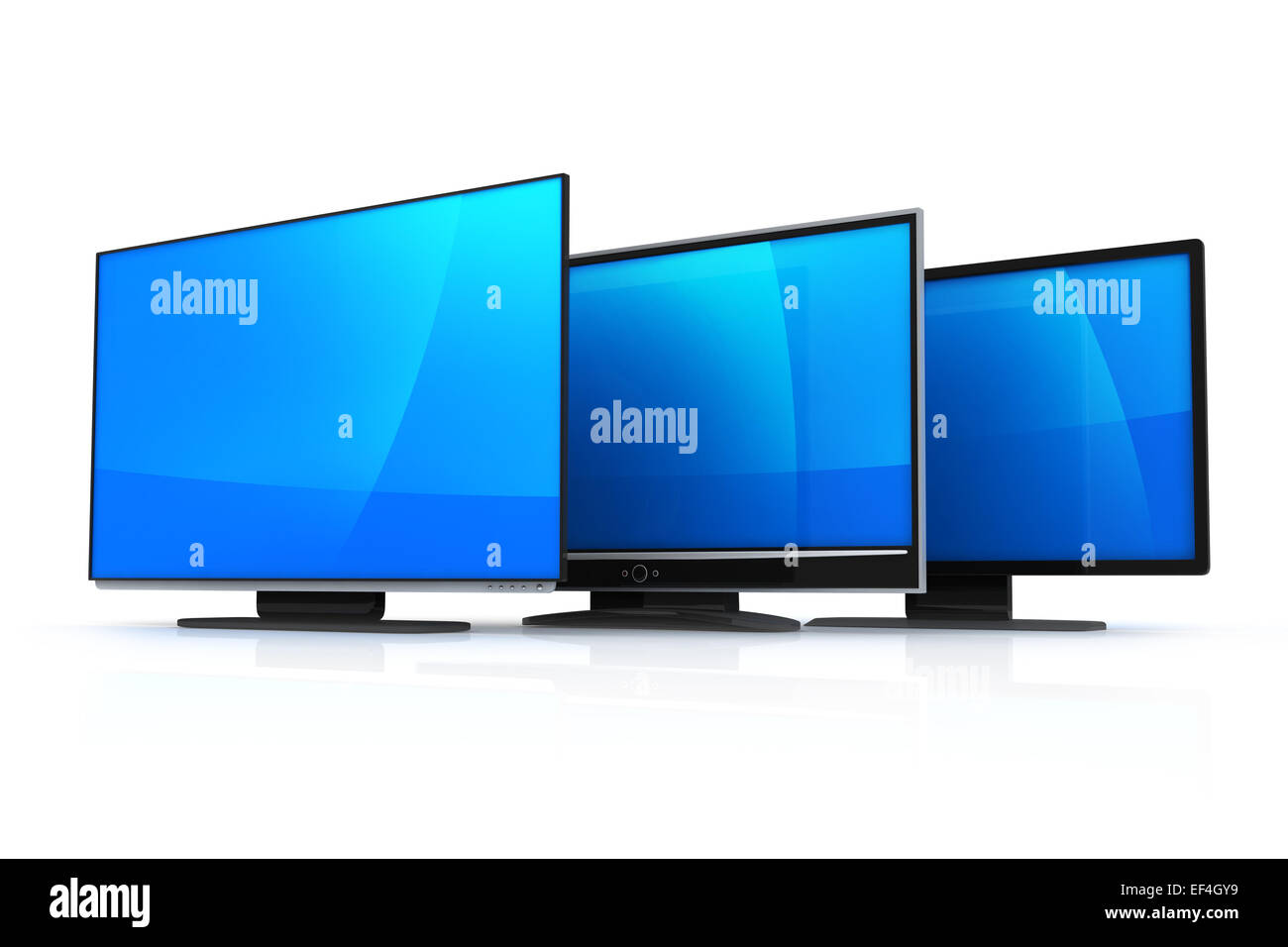 Three TV on white background (done in 3d Stock Photo - Alamy