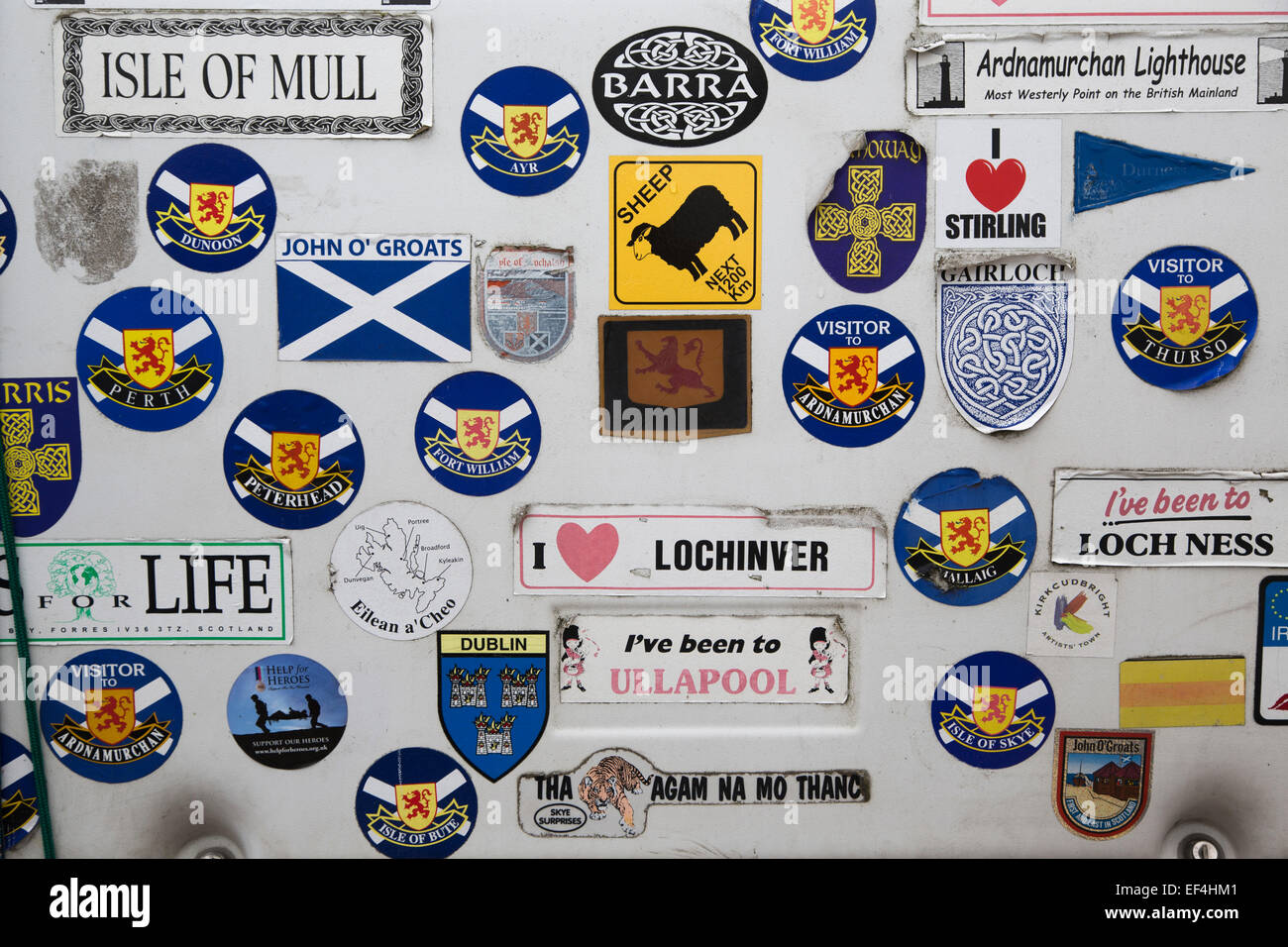 Scottish bumper stickers on a caravan parked in Oban, Argyll and Bute ...