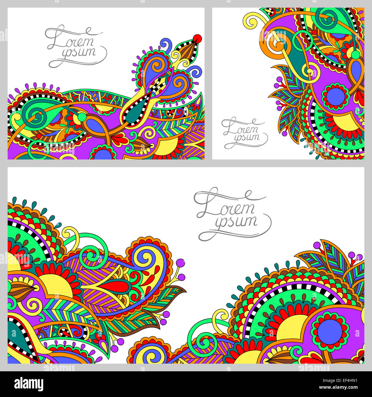 set of floral decorative background, template frame design for c Stock ...