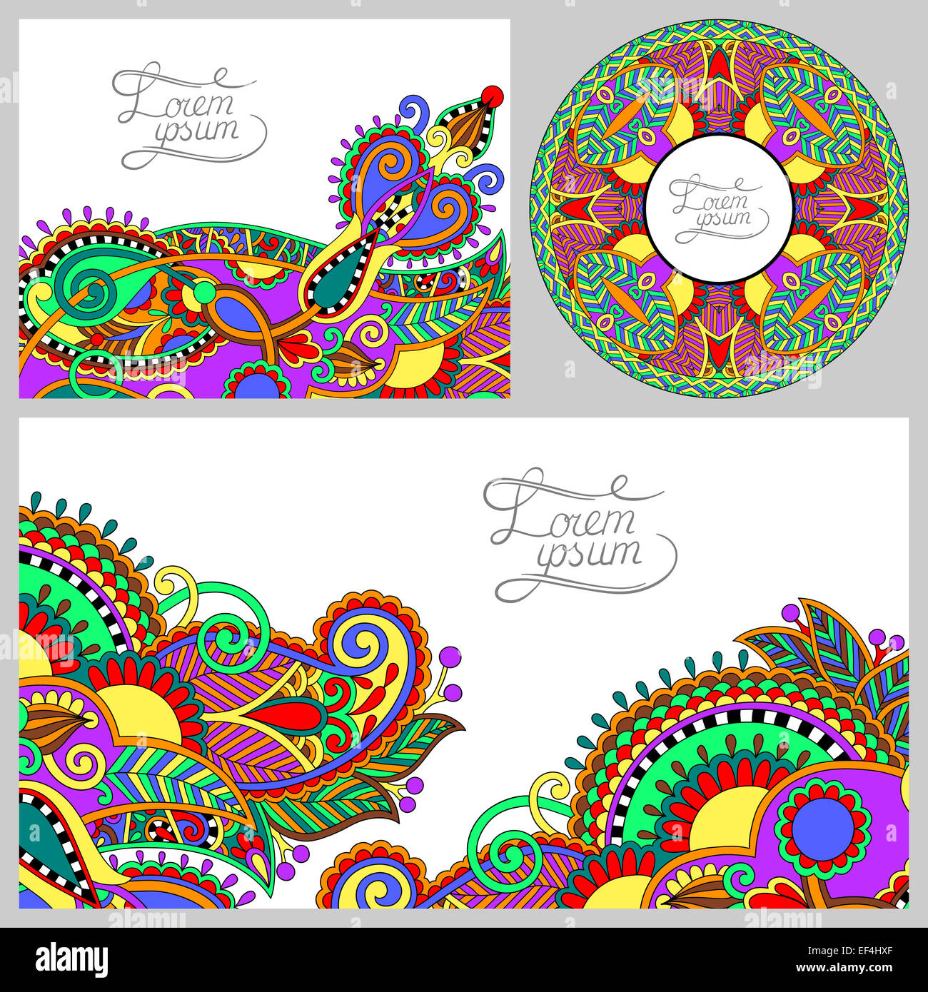 set of floral decorative background, template frame design for c Stock ...