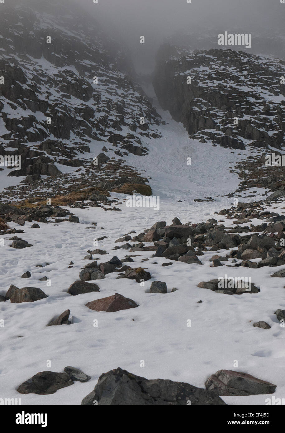 The start of Central Gully a classic winter climb on Great End ...