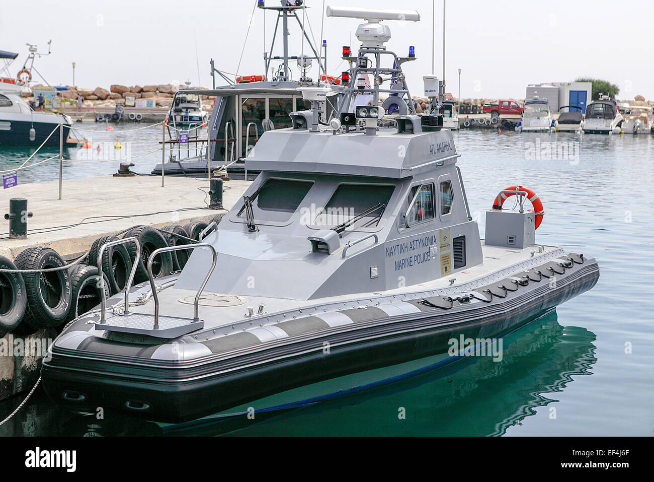 High speed Greek Cypriot Marine Police vessel at it's moorings Stock ...