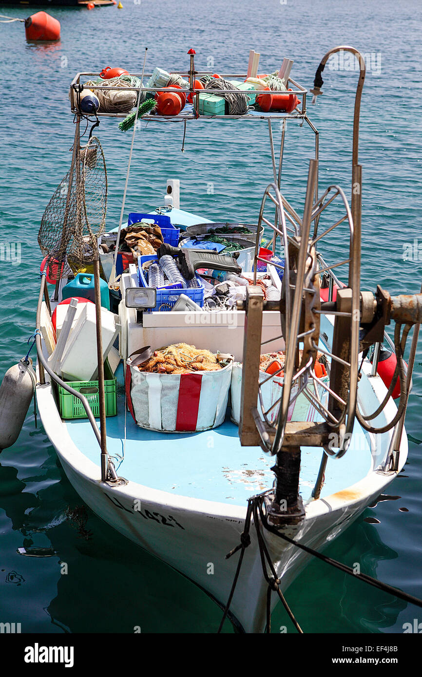 Cypriot fishing craft at their moorings in Pernera, Cyprus Stock Photo ...