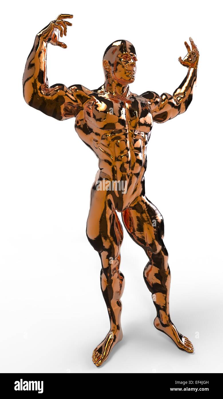 Gold bodybuilder figure in various poses and angles Stock Photo - Alamy