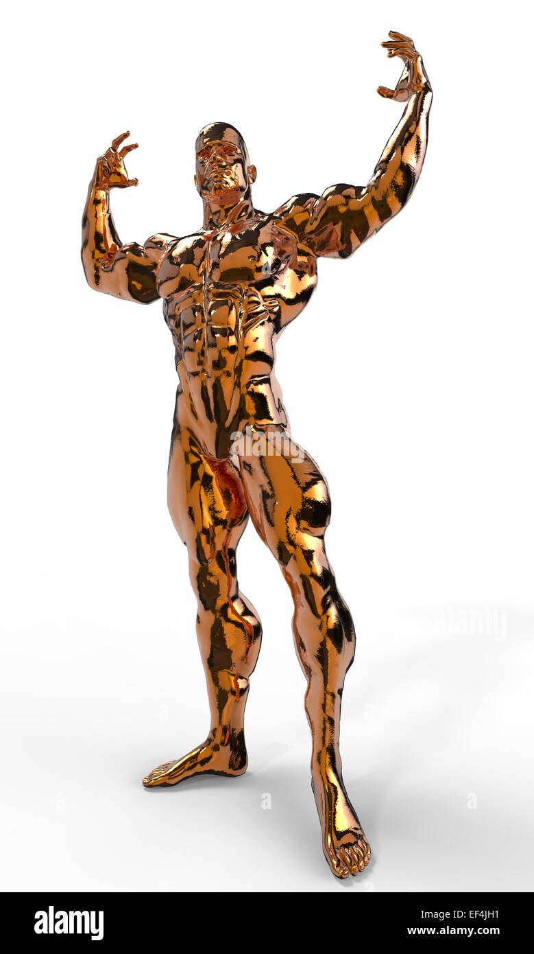 Gold bodybuilder figure in various poses and angles Stock Photo - Alamy