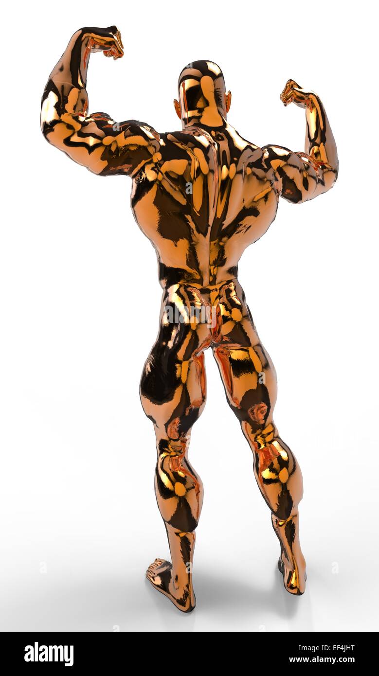 Gold bodybuilder figure in various poses and angles Stock Photo - Alamy