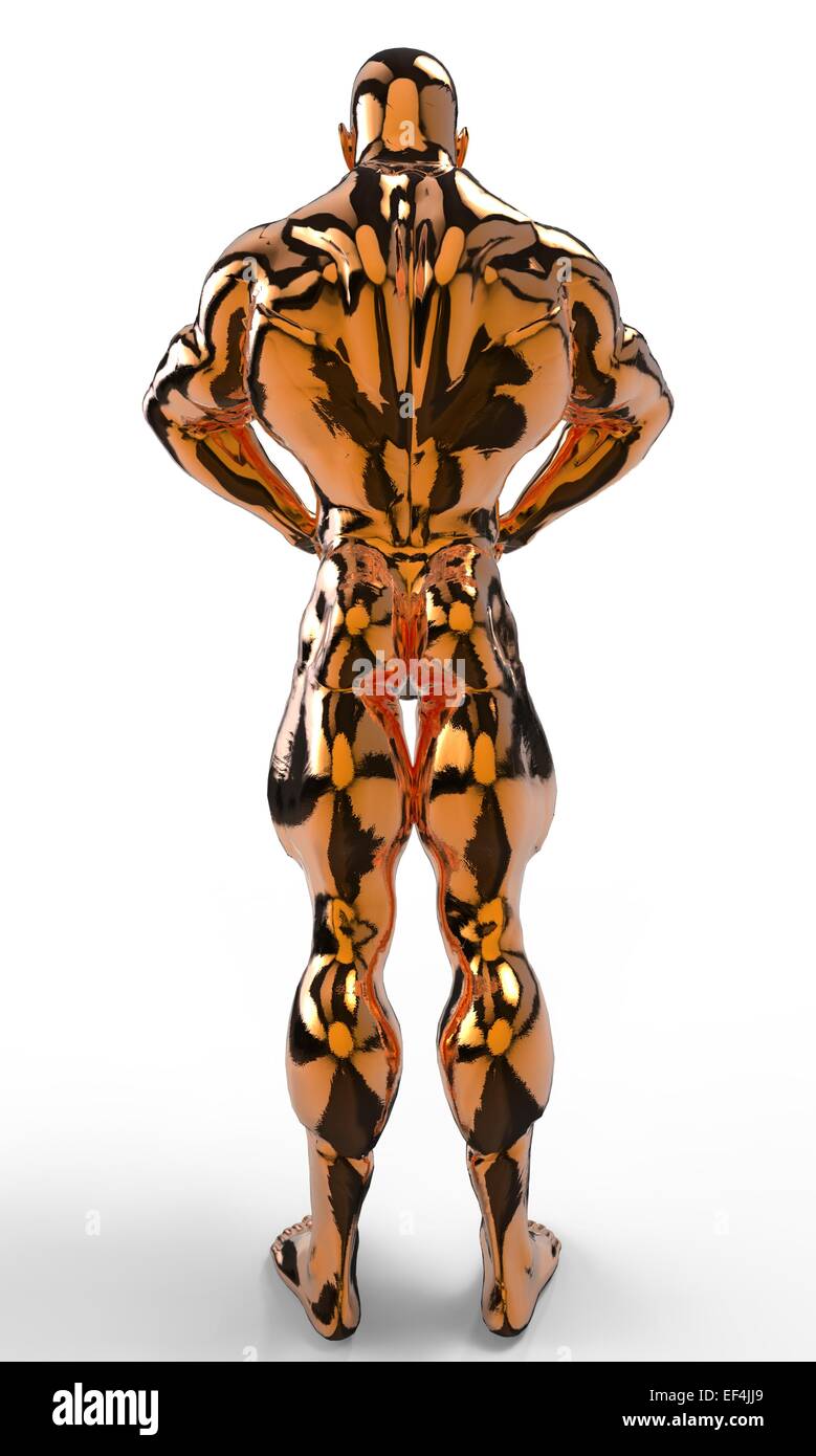 Gold bodybuilder figure in various poses and angles Stock Photo - Alamy