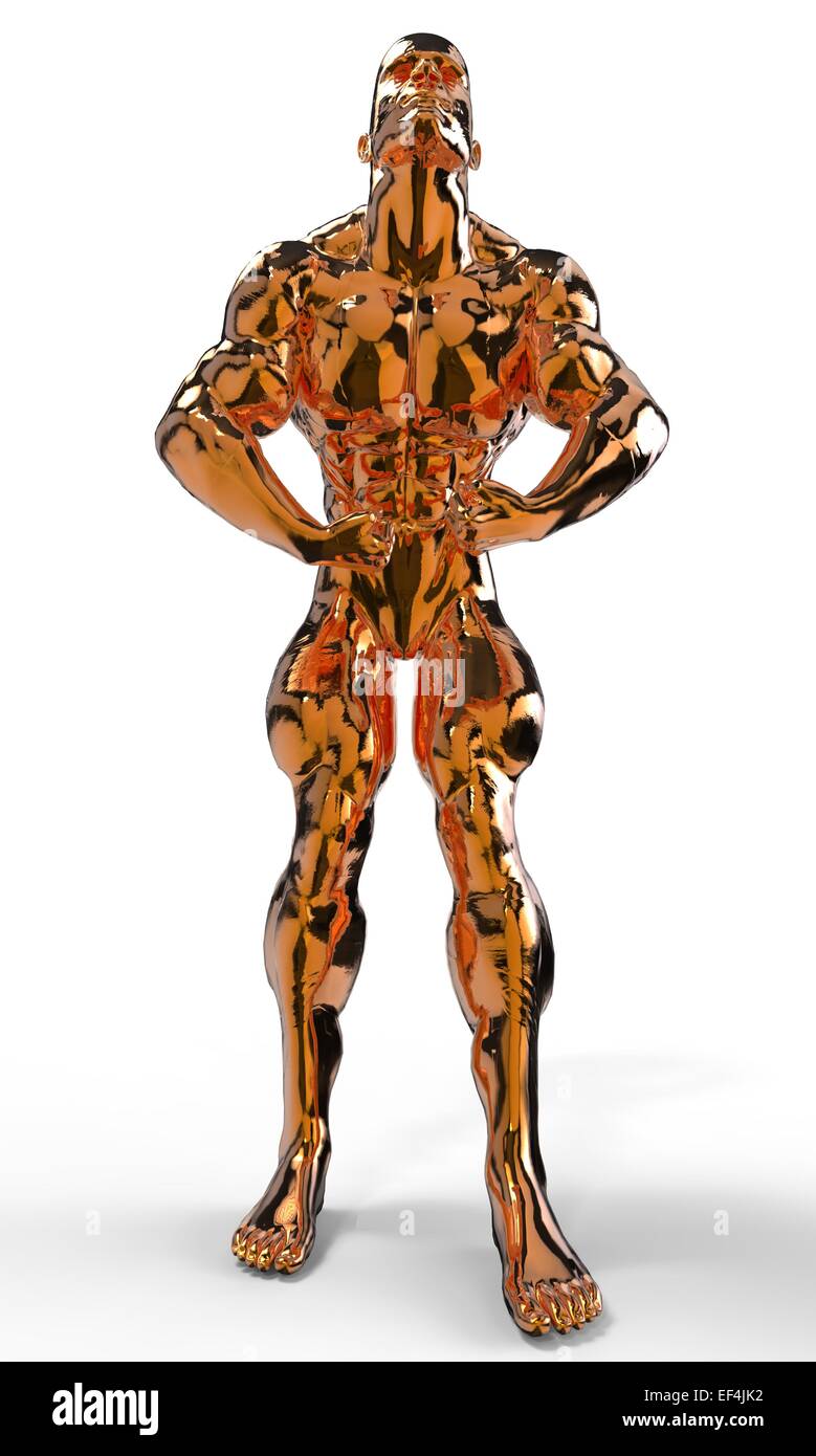 Gold bodybuilder figure in various poses and angles Stock Photo - Alamy