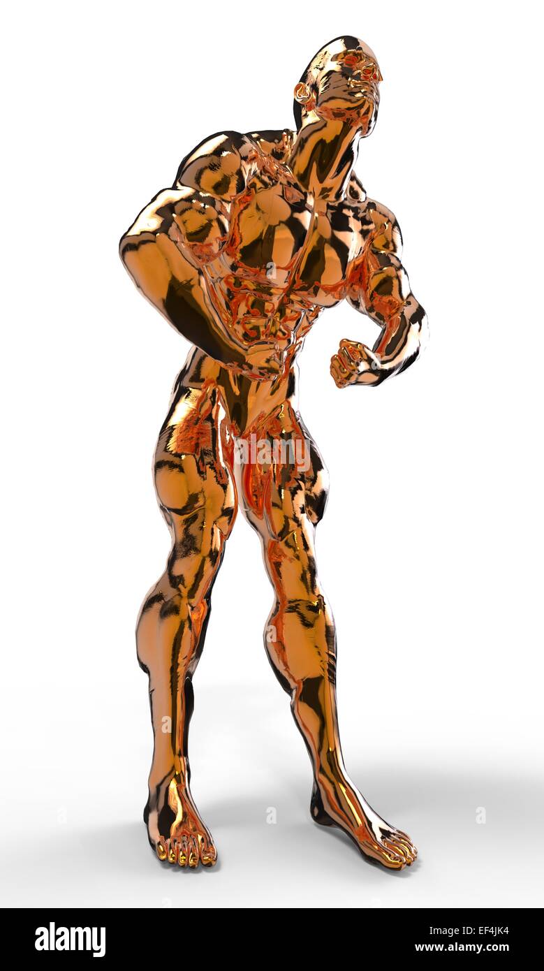 Gold bodybuilder figure in various poses and angles Stock Photo - Alamy