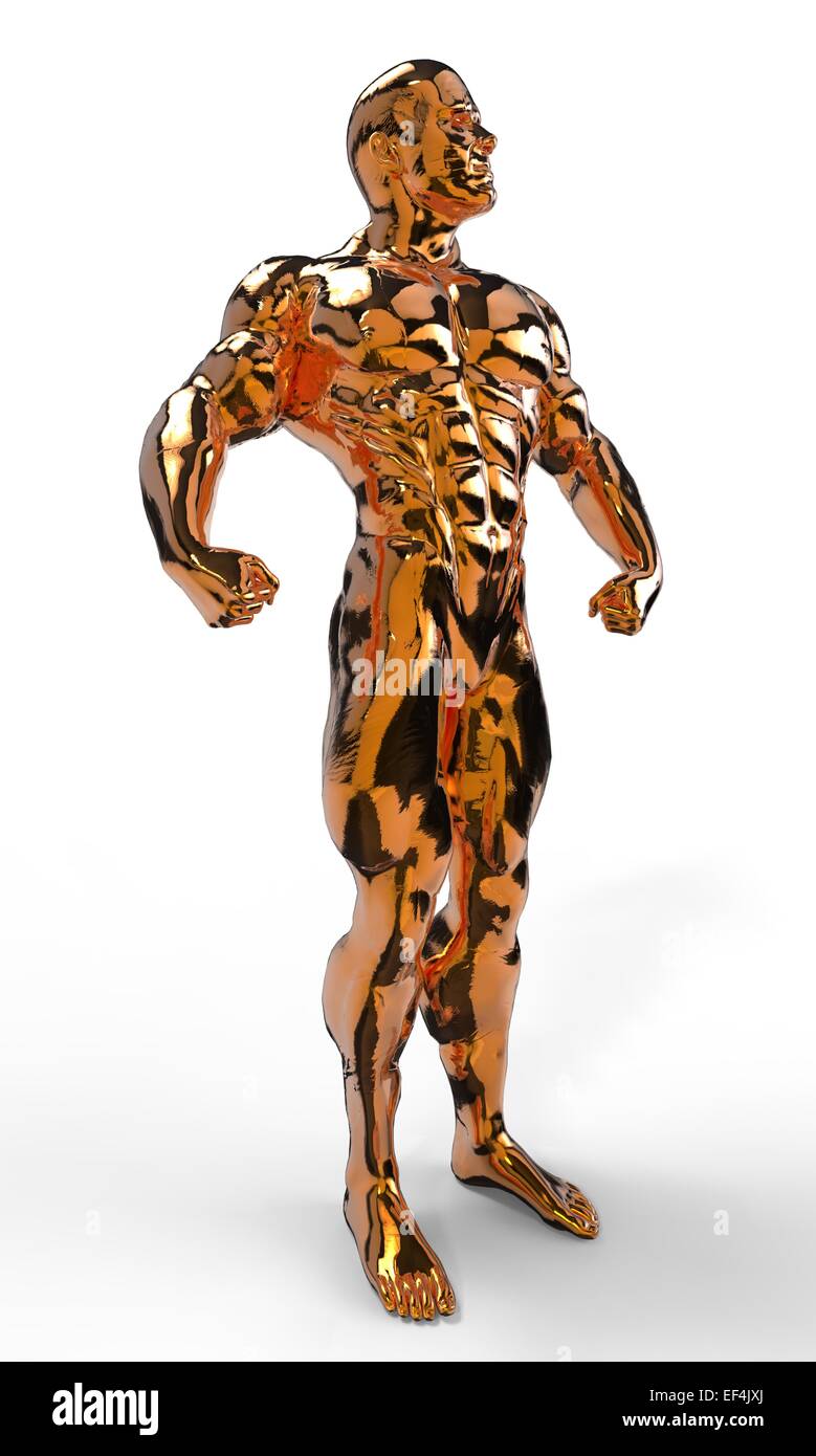 Gold bodybuilder figure in various poses and angles Stock Photo - Alamy