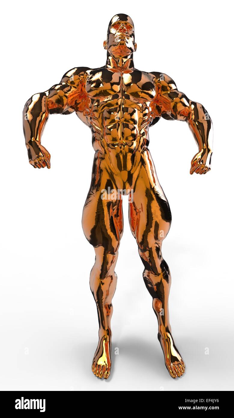 Gold bodybuilder figure in various poses and angles Stock Photo - Alamy