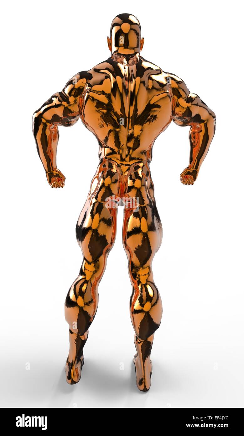 Gold bodybuilder figure in various poses and angles Stock Photo - Alamy