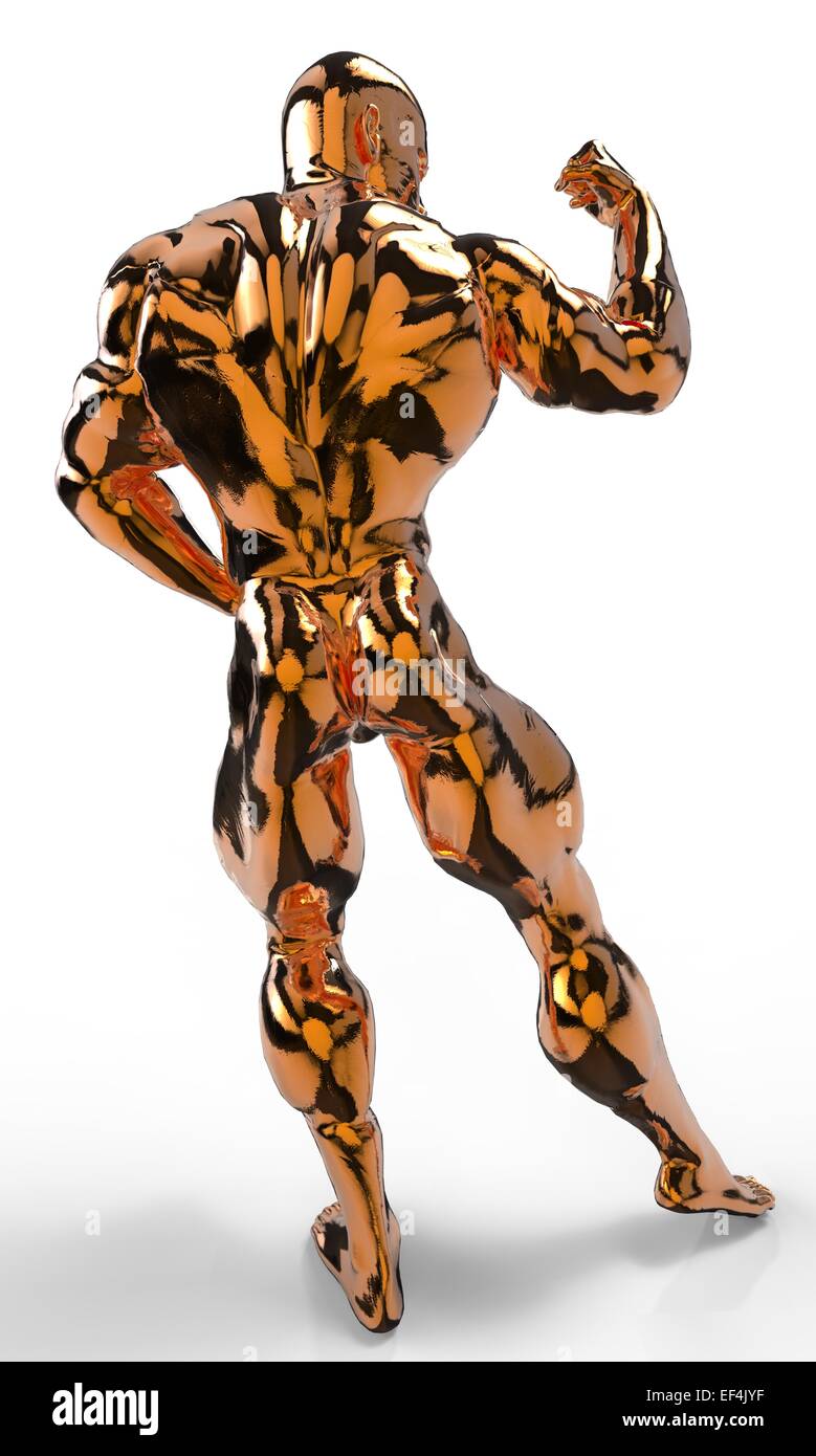 Gold bodybuilder figure in various poses and angles Stock Photo - Alamy