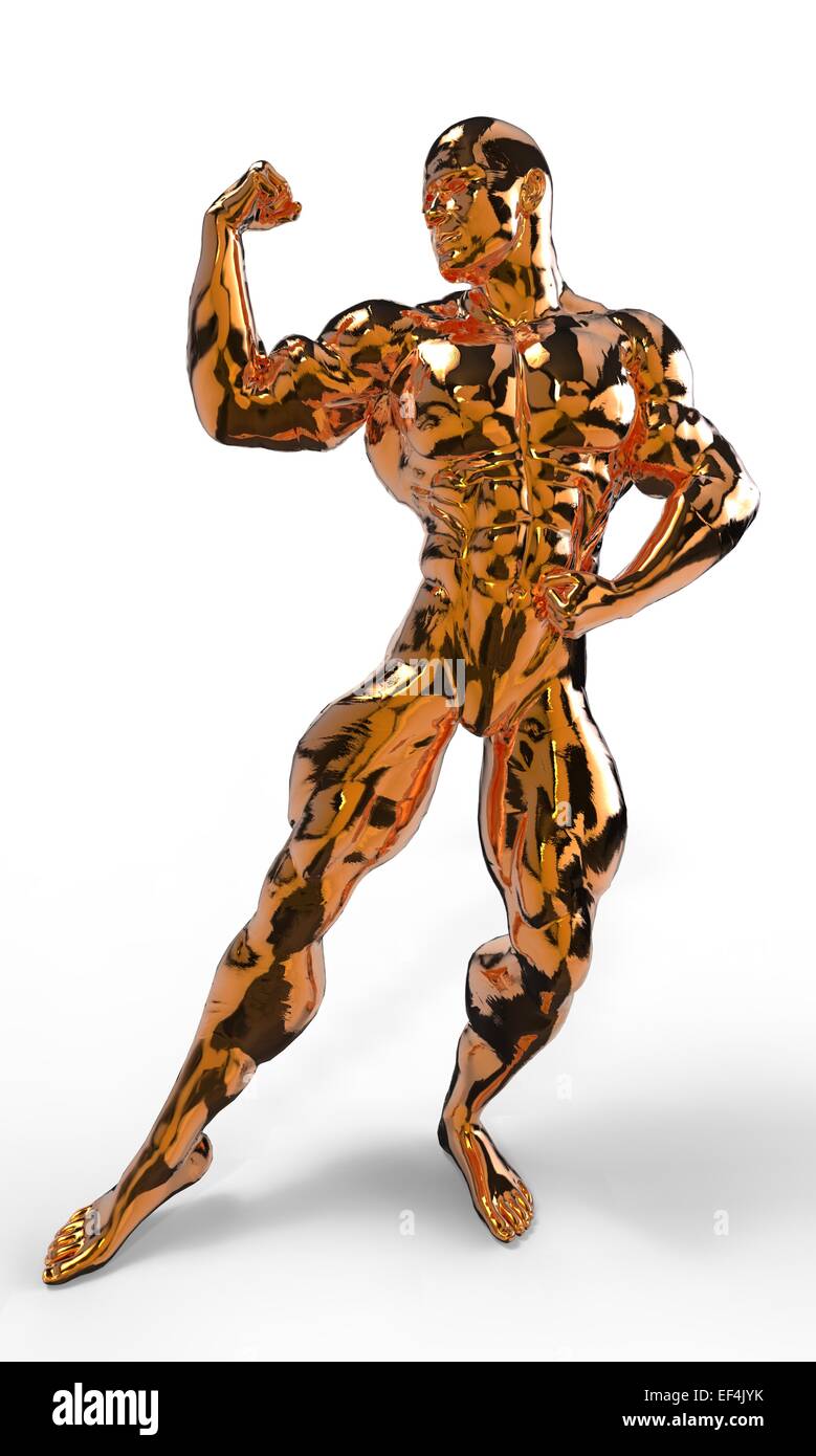Gold bodybuilder figure in various poses and angles Stock Photo - Alamy