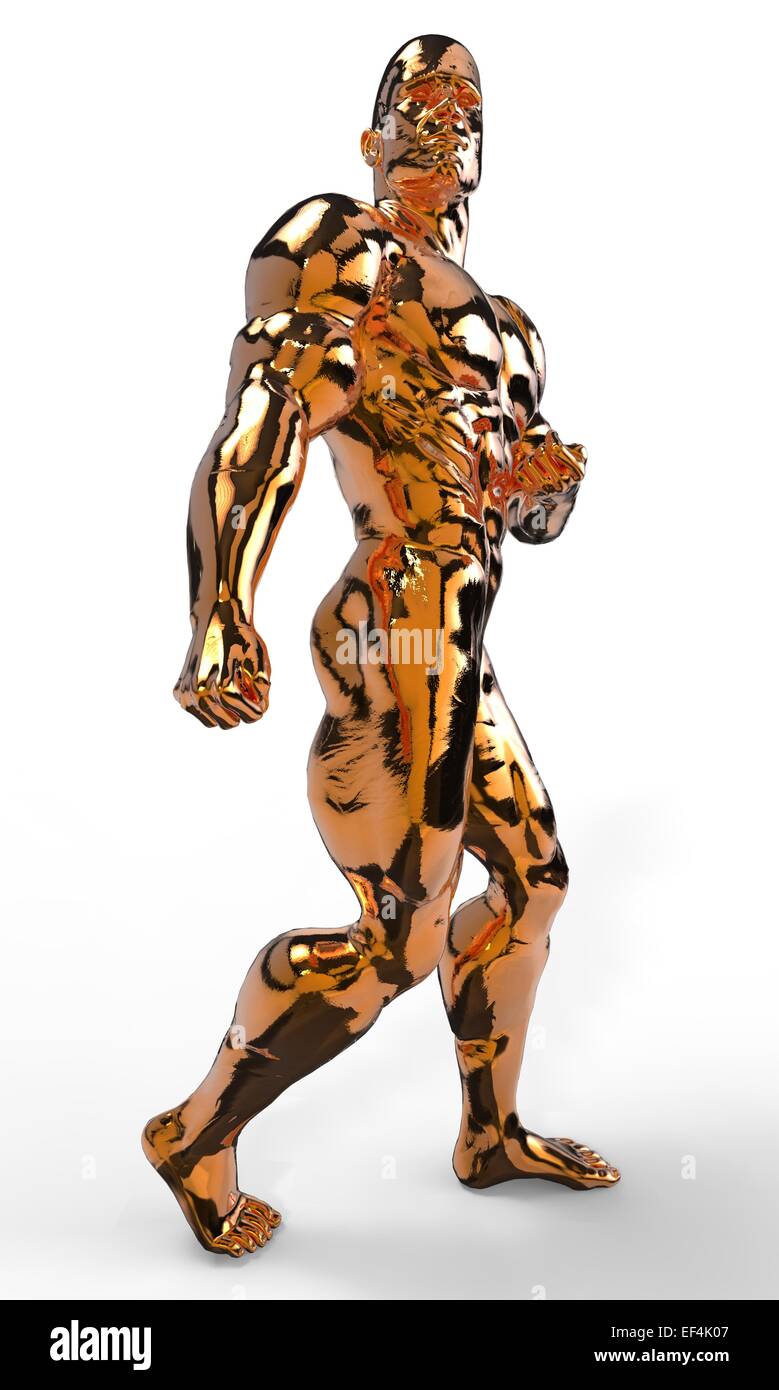 Gold bodybuilder figure in various poses and angles Stock Photo - Alamy