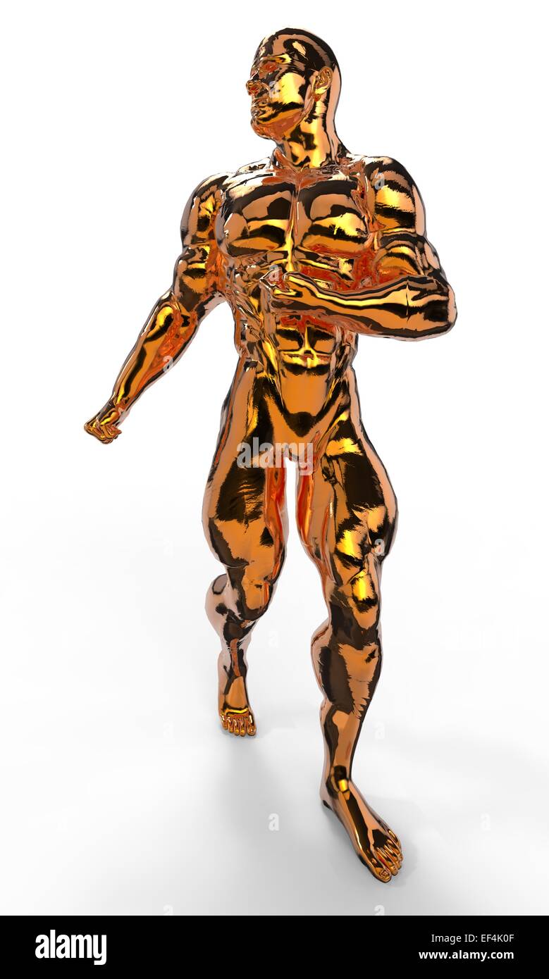 Gold bodybuilder figure in various poses and angles Stock Photo - Alamy