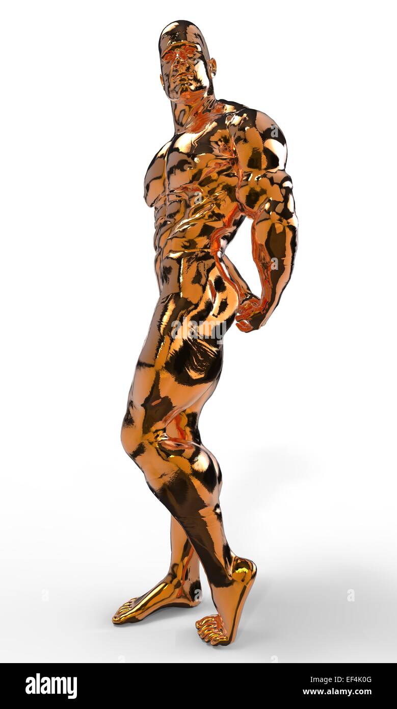 Gold bodybuilder figure in various poses and angles Stock Photo - Alamy