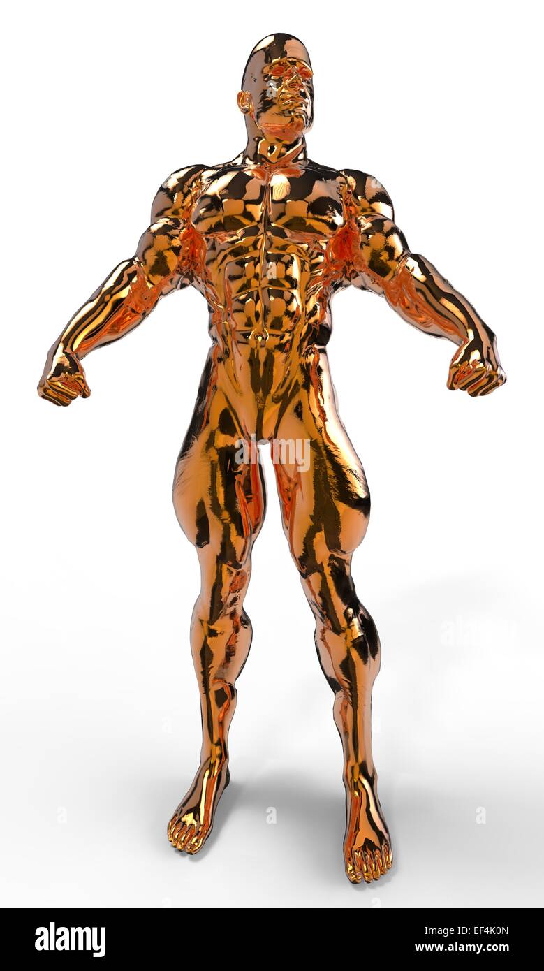 Gold bodybuilder figure in various poses and angles Stock Photo - Alamy