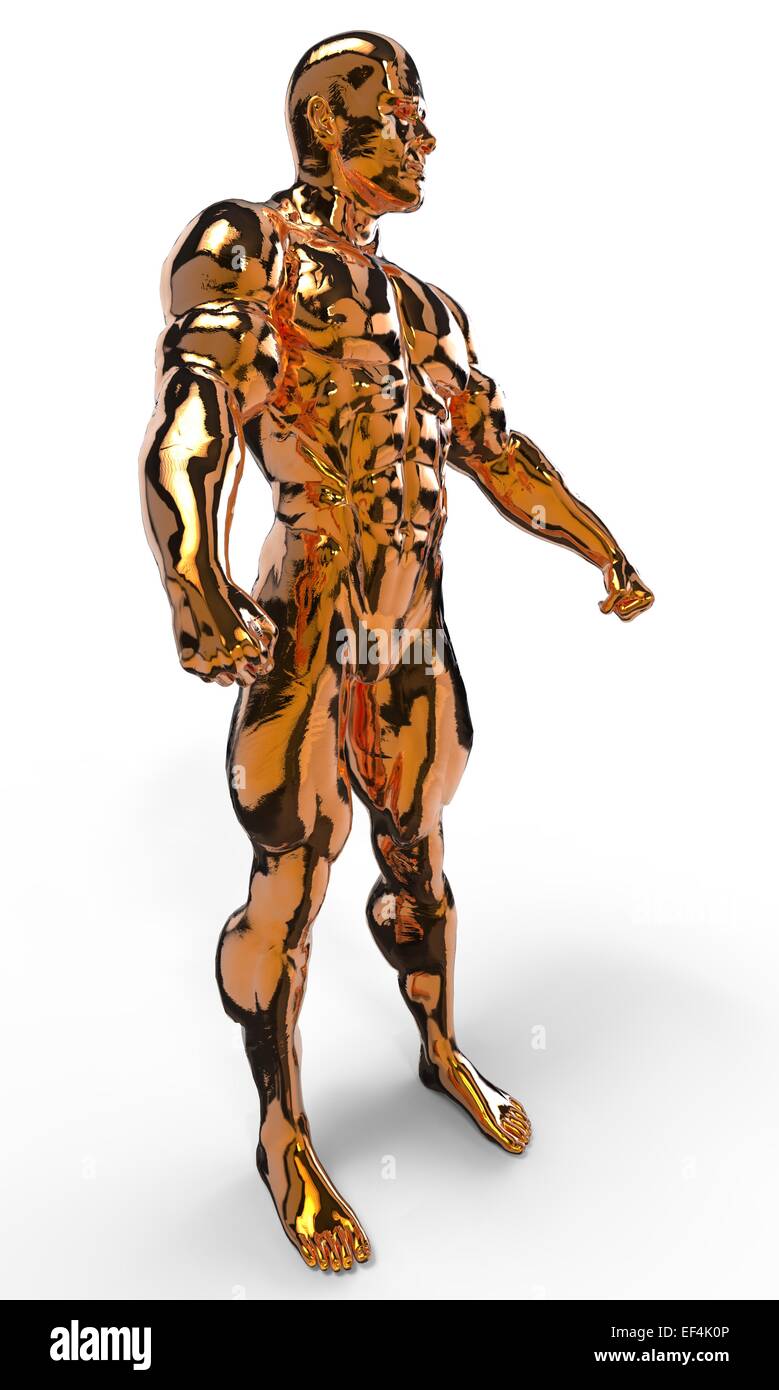 Gold bodybuilder figure in various poses and angles Stock Photo - Alamy