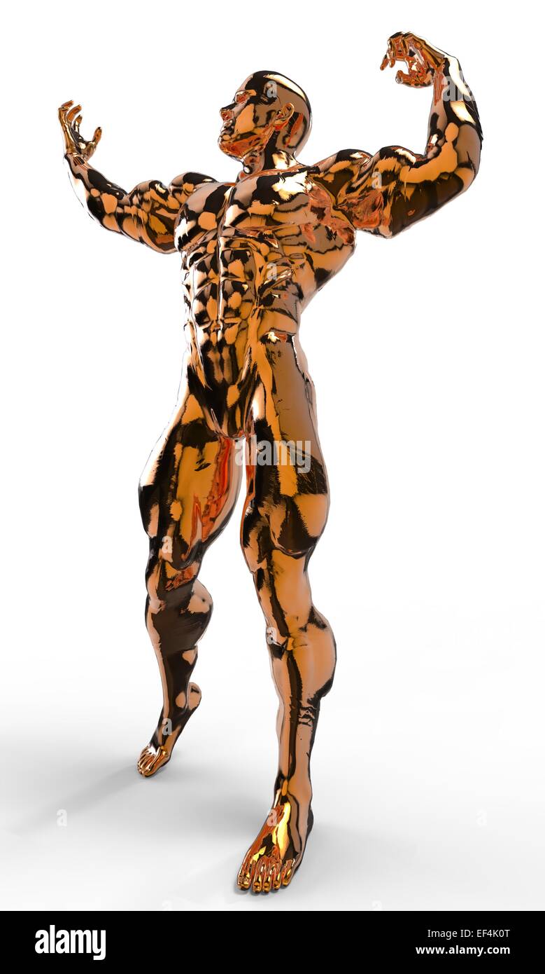 Gold bodybuilder figure in various poses and angles Stock Photo - Alamy