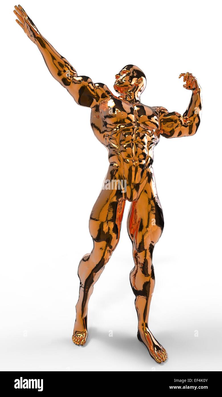 Gold bodybuilder figure in various poses and angles Stock Photo - Alamy