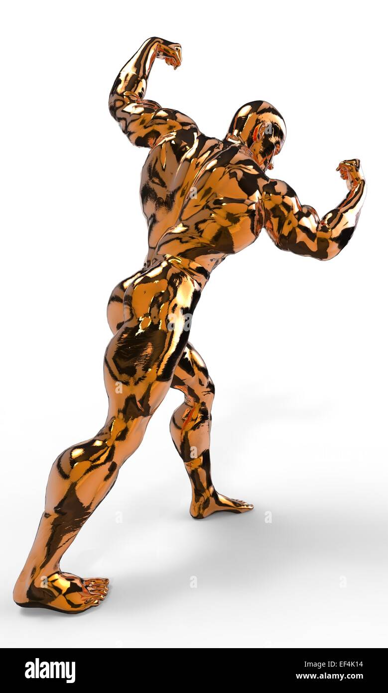 Gold bodybuilder figure in various poses and angles Stock Photo - Alamy