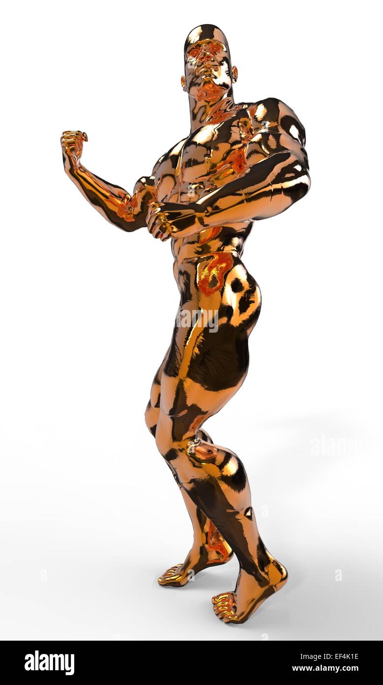 Gold bodybuilder figure in various poses and angles Stock Photo - Alamy