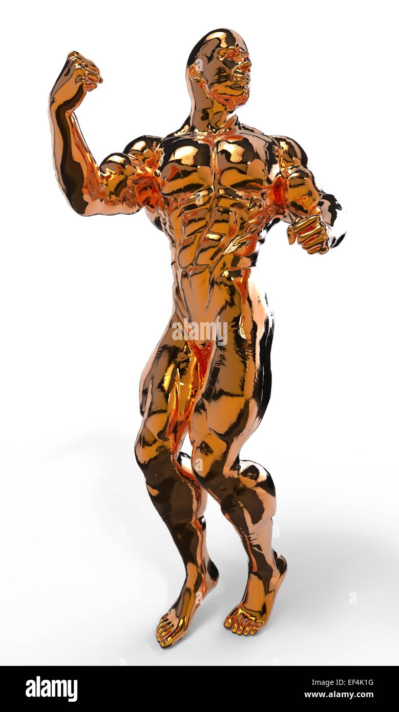 Gold bodybuilder figure in various poses and angles Stock Photo - Alamy