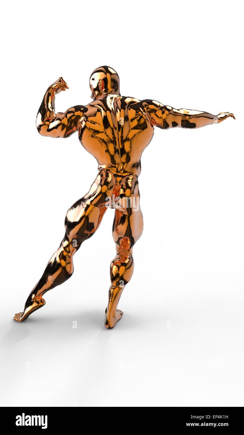 Gold bodybuilder figure in various poses and angles Stock Photo - Alamy