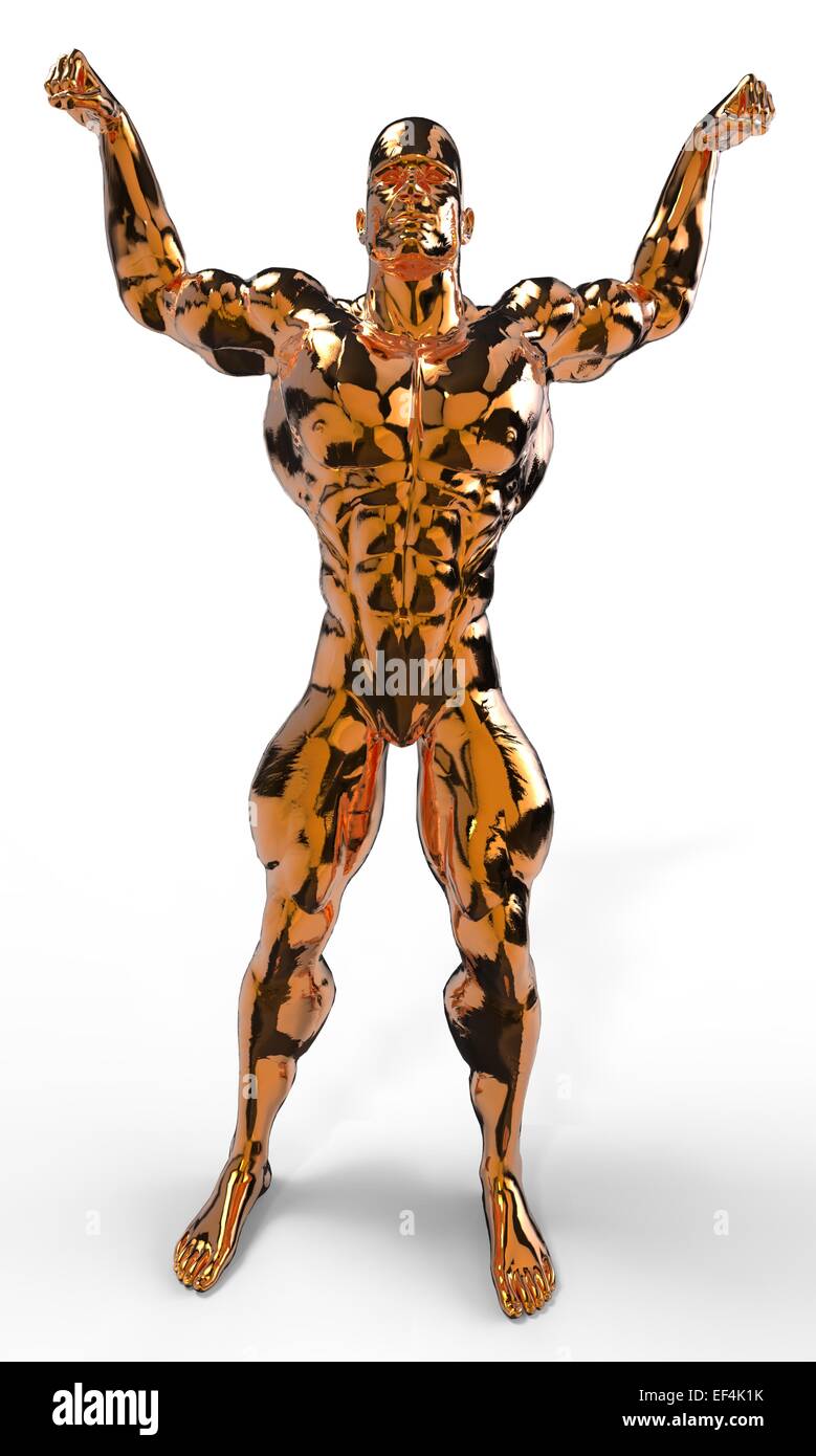 Gold bodybuilder figure in various poses and angles Stock Photo - Alamy