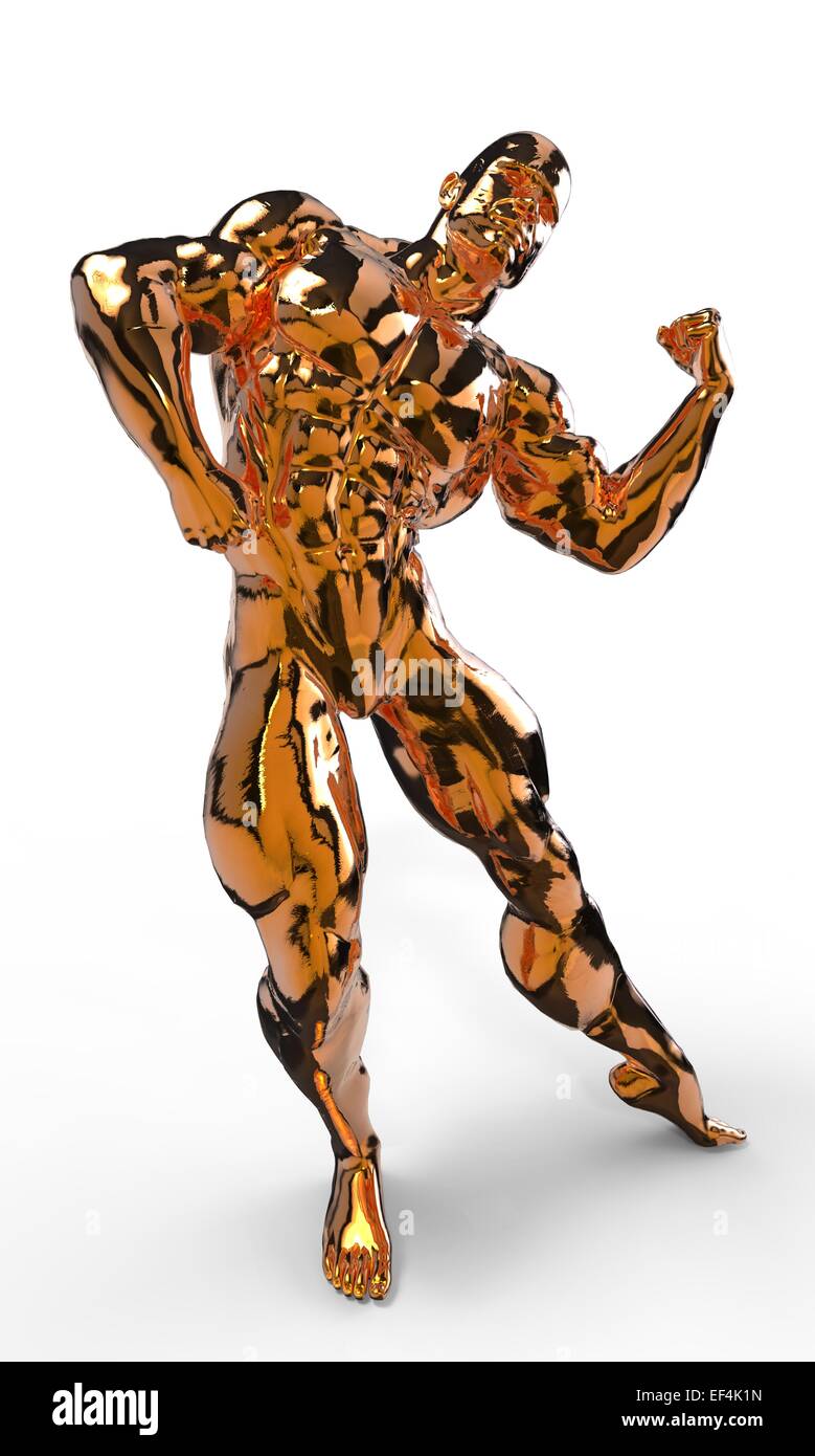 Gold bodybuilder figure in various poses and angles Stock Photo - Alamy