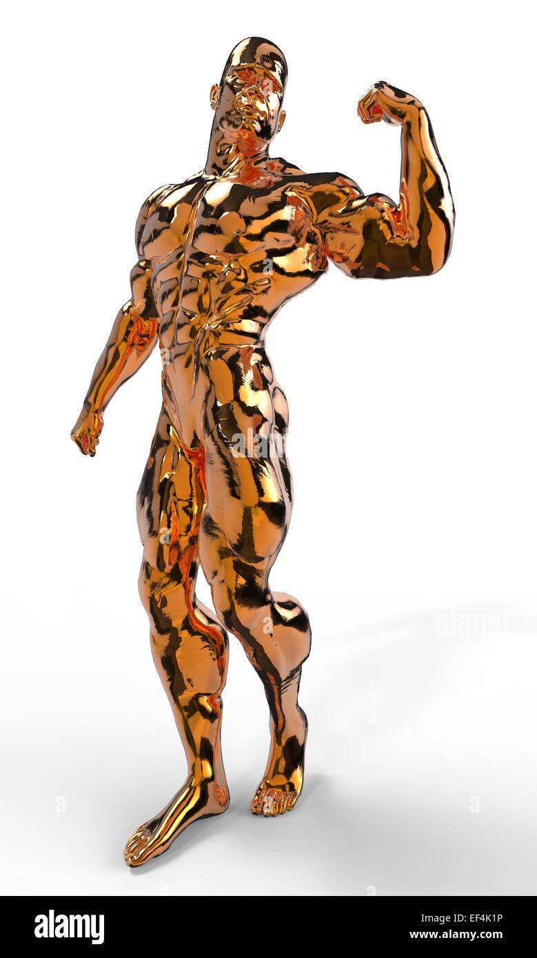 Gold bodybuilder figure in various poses and angles Stock Photo - Alamy