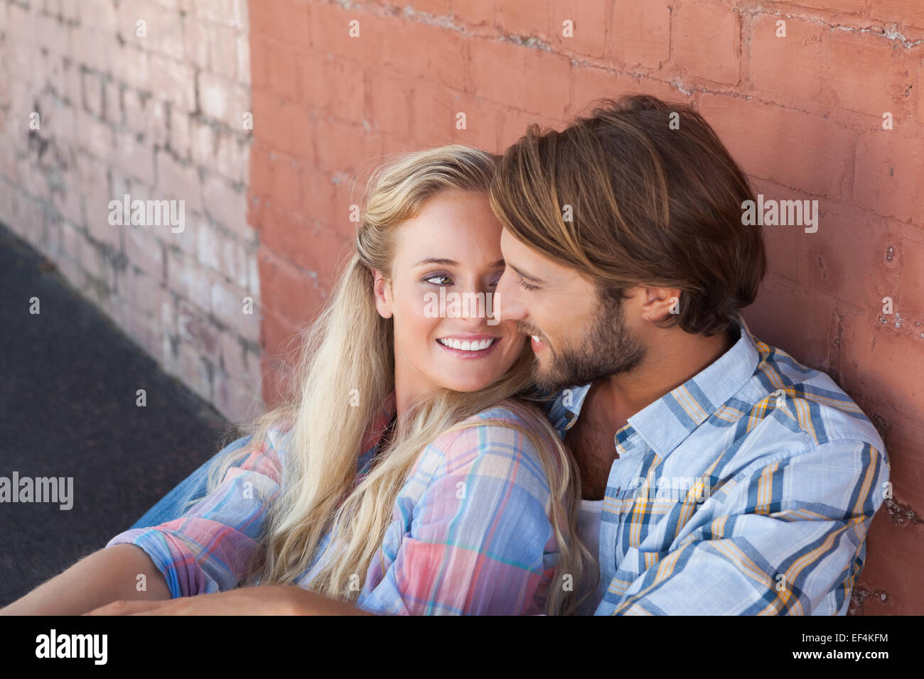 Cute couple hugging on city hi-res stock photography and images - Alamy