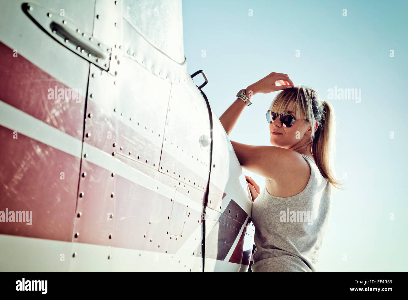 Young woman private airplane hi-res stock photography and images - Alamy