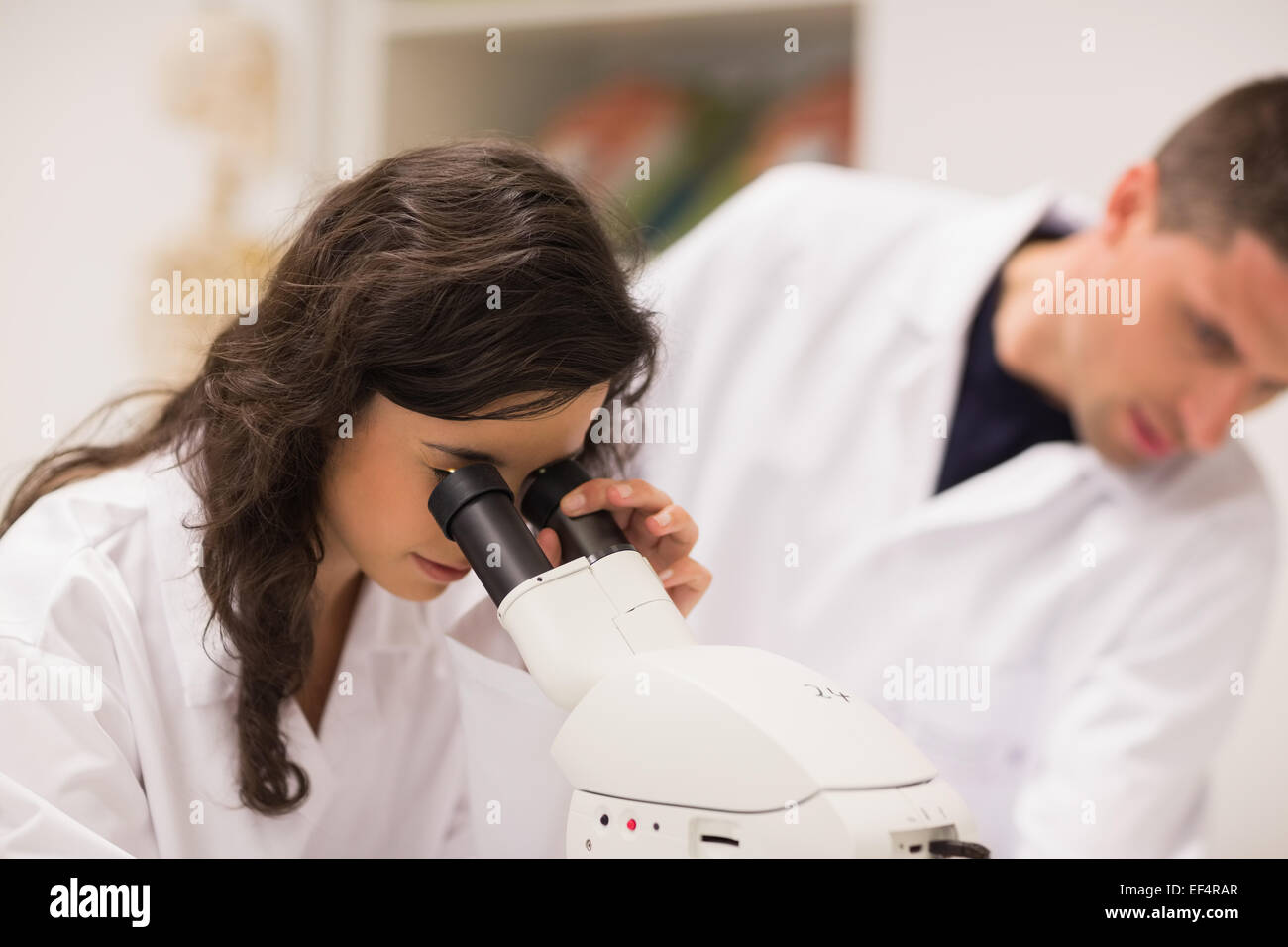 Medical students working with microscope Stock Photo - Alamy