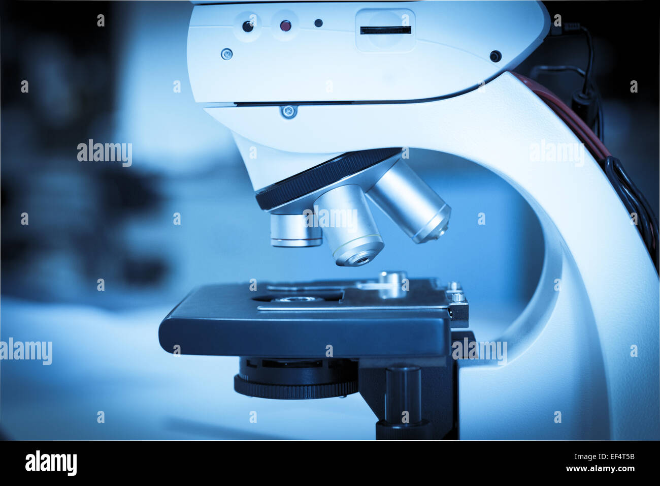 Close up on microscope in laboratory Stock Photo - Alamy
