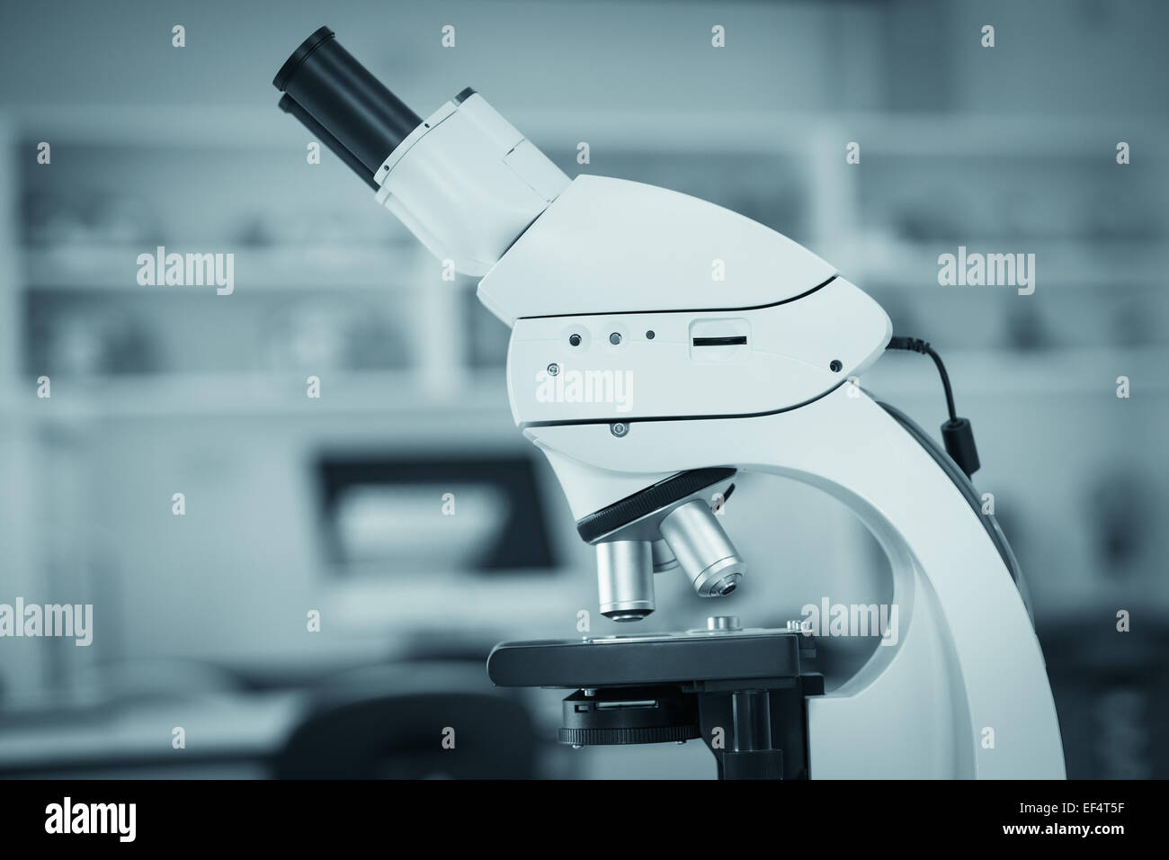 Close up on microscope in laboratory Stock Photo - Alamy