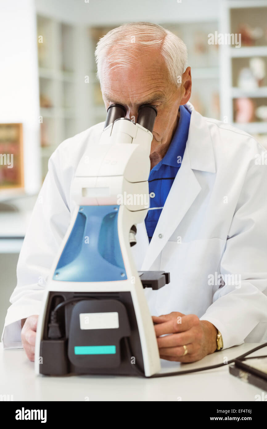 Senior scientist working with microscope Stock Photo - Alamy