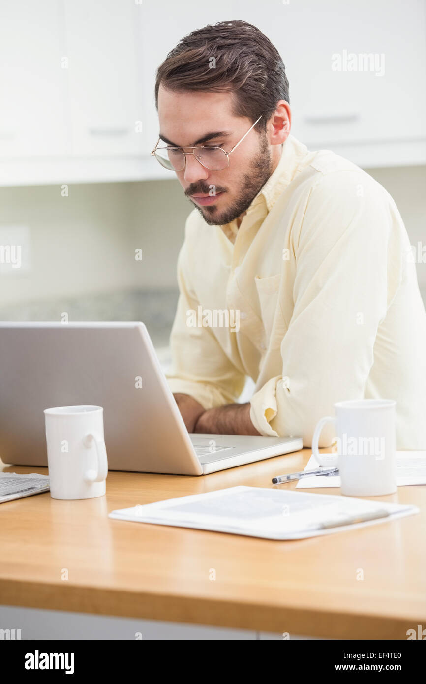 Handsome young man using laptop Stock Photo - Alamy