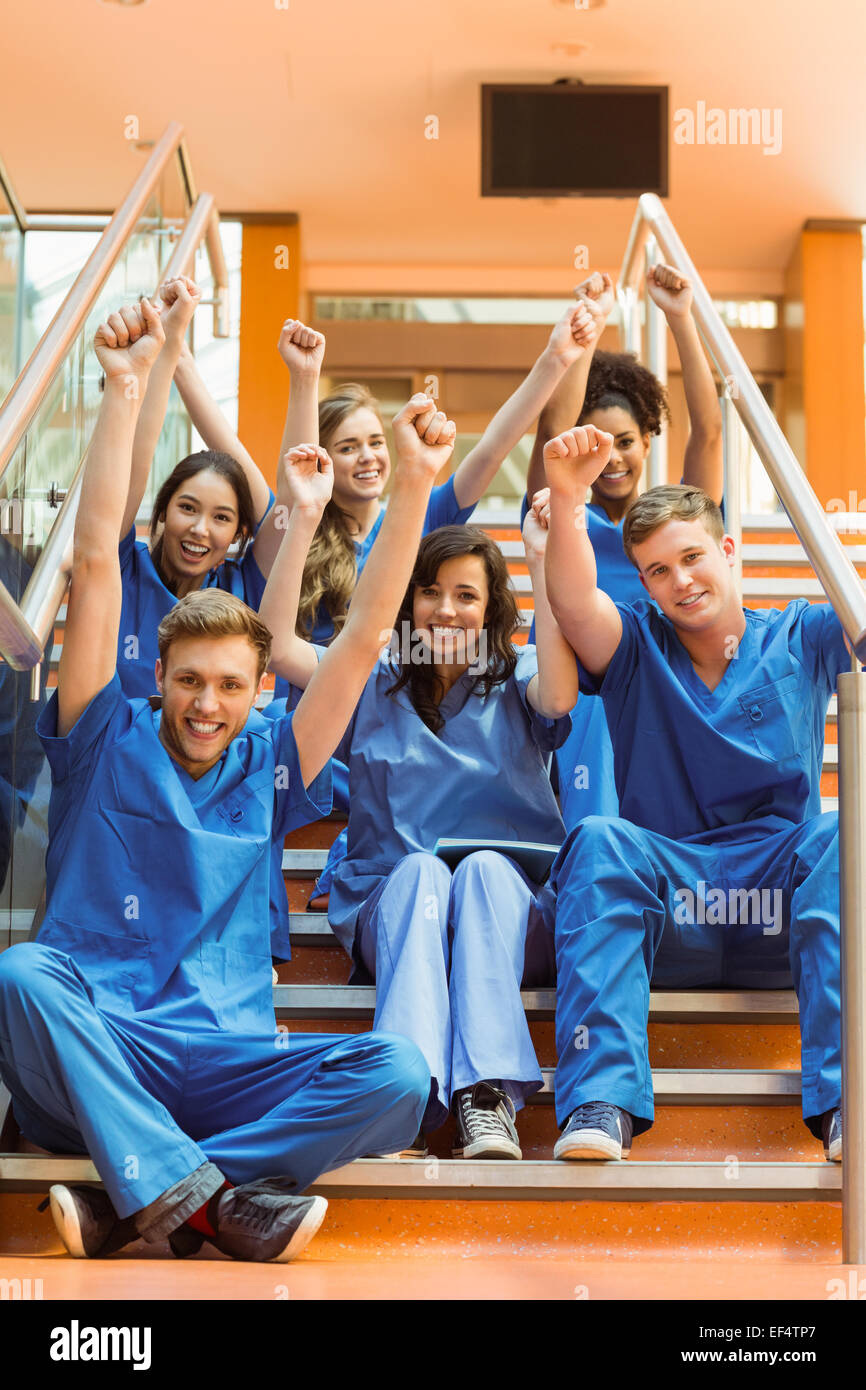 Students cheering school hi-res stock photography and images - Alamy