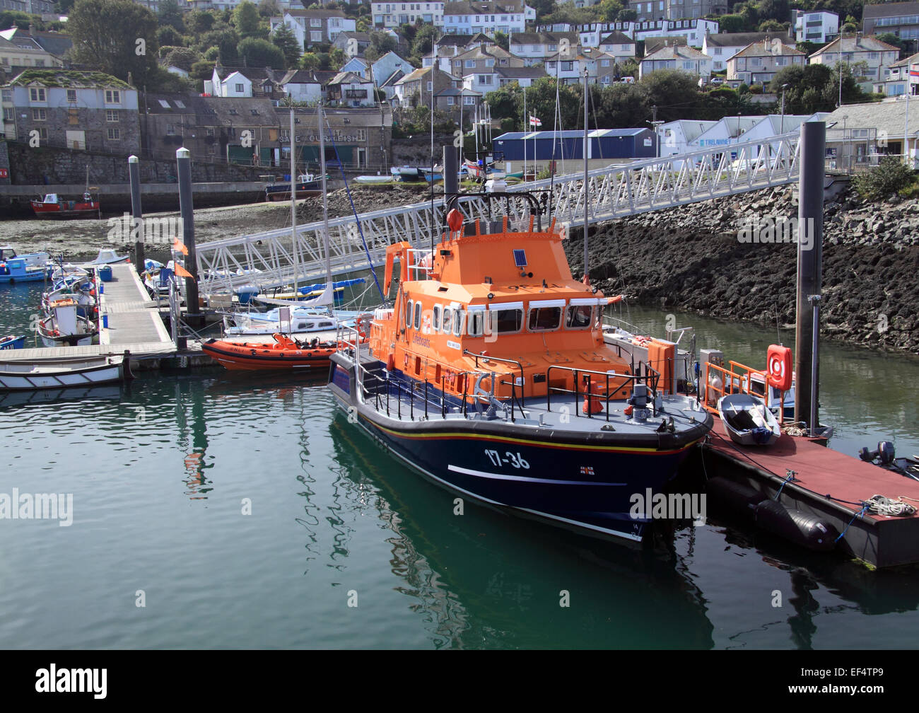 Lifeboat moored in Newlyn Stock Photo - Alamy