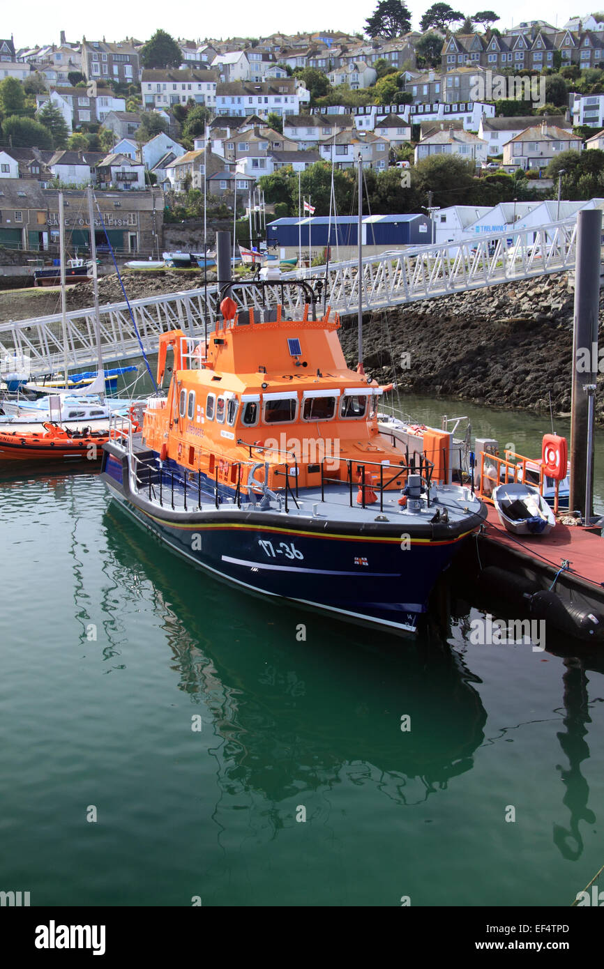 Lifeboat moored in Newlyn Stock Photo - Alamy